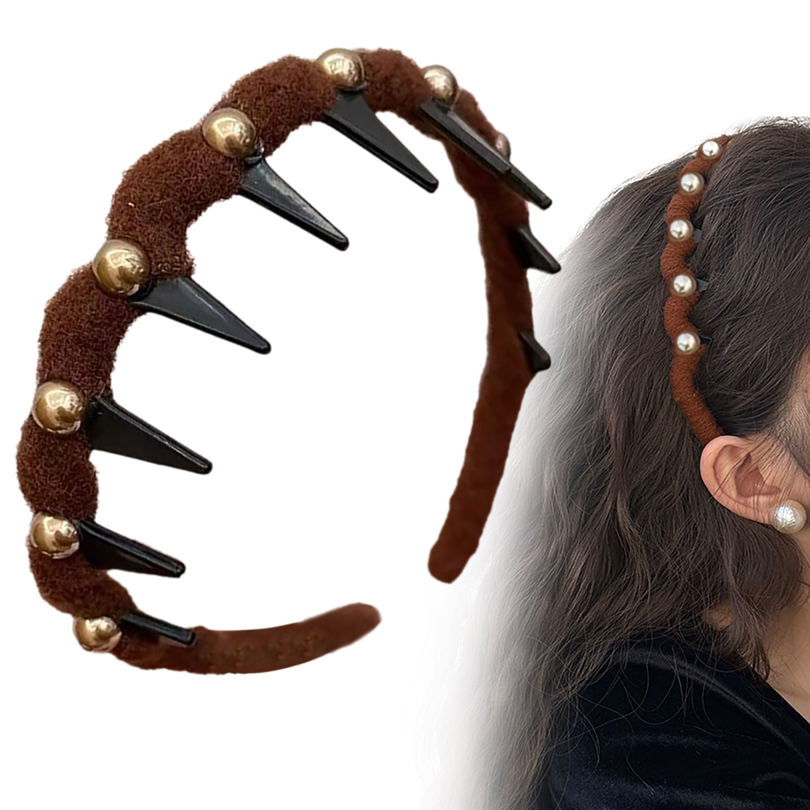 Everyday Pearl Headband for Women & Teens - 2025 Vintage High Skull Non Slip with Teeth Grip ...
