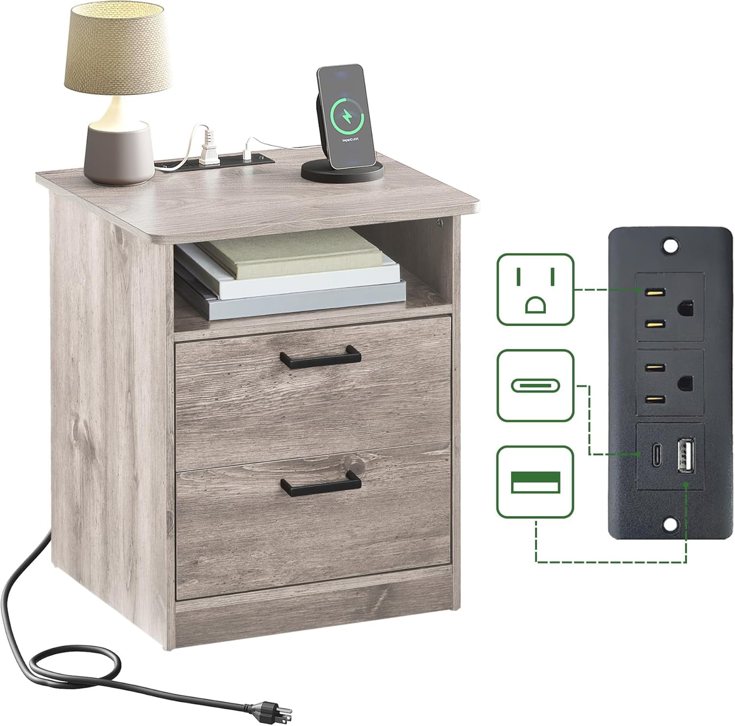 Everyday Side Table with Fast Charging Station - USB C Cable Fast ...