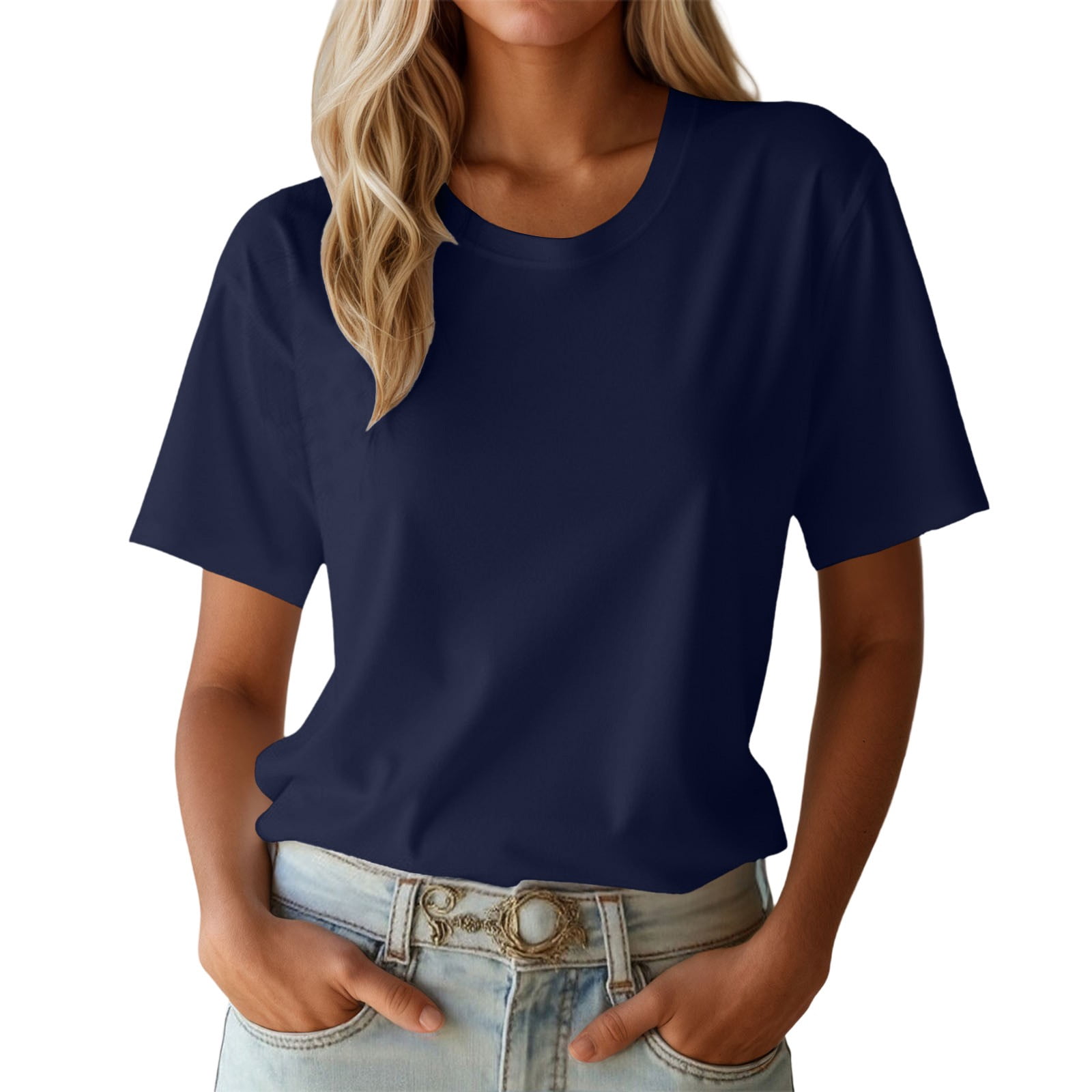 Everyday Soft Short Sleeve Round Neck Top for Casual Wear Gentle ...