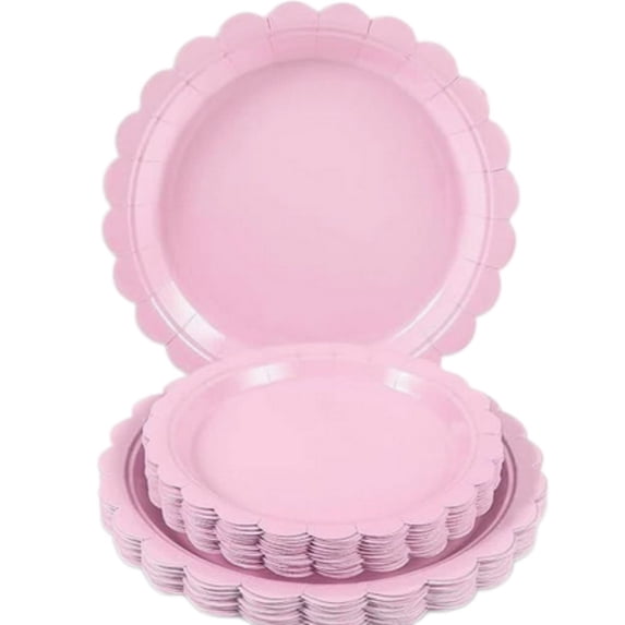 EverydayNest Disposable Pink Paper Plates,25 Pcs 7in Sturdy Leak-Proof ...