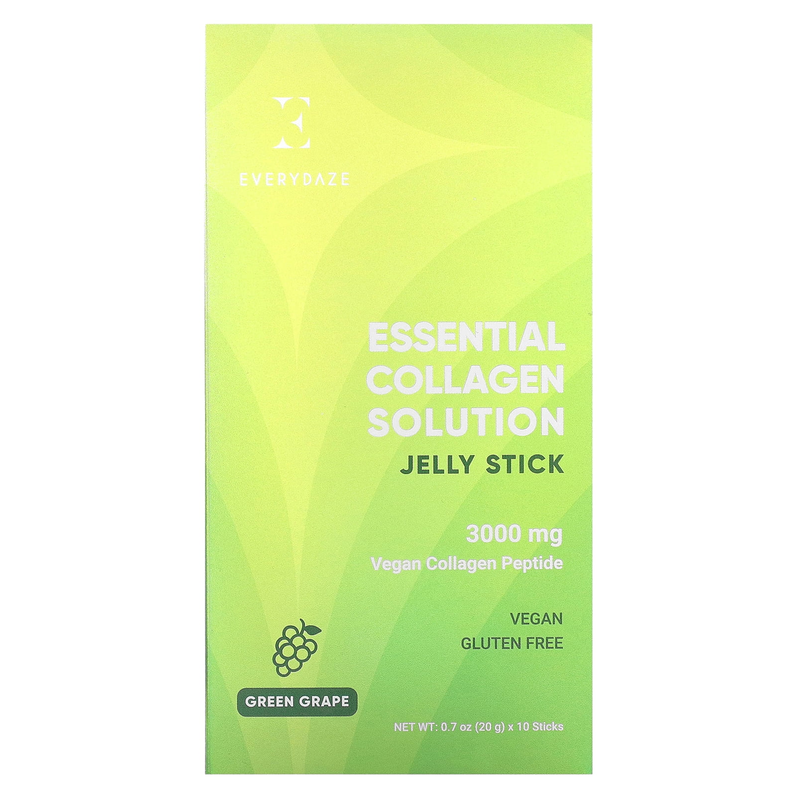EVERYDAZE Collagen Solution Jelly Stick, Green Grape Flavor, 10 Pack ...