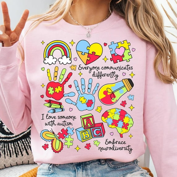 Everyone Communicates Differently Autism T-Shirt, Autism Awareness ...