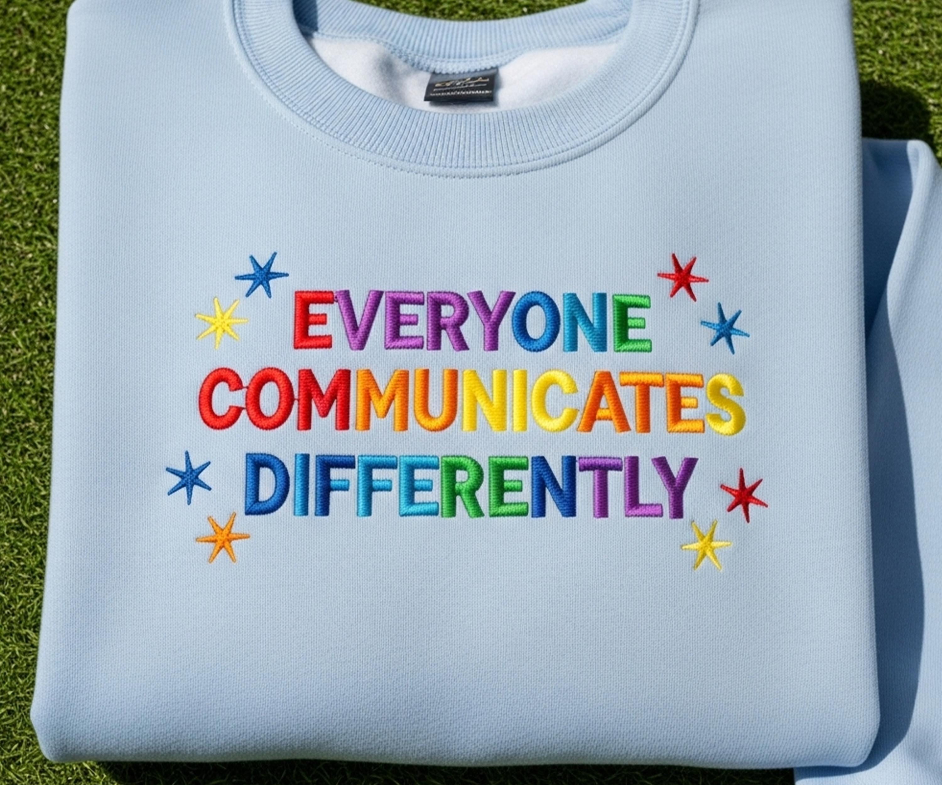 Everyone Communicates Differently Rainbow Embroidered Speech Therapy ...