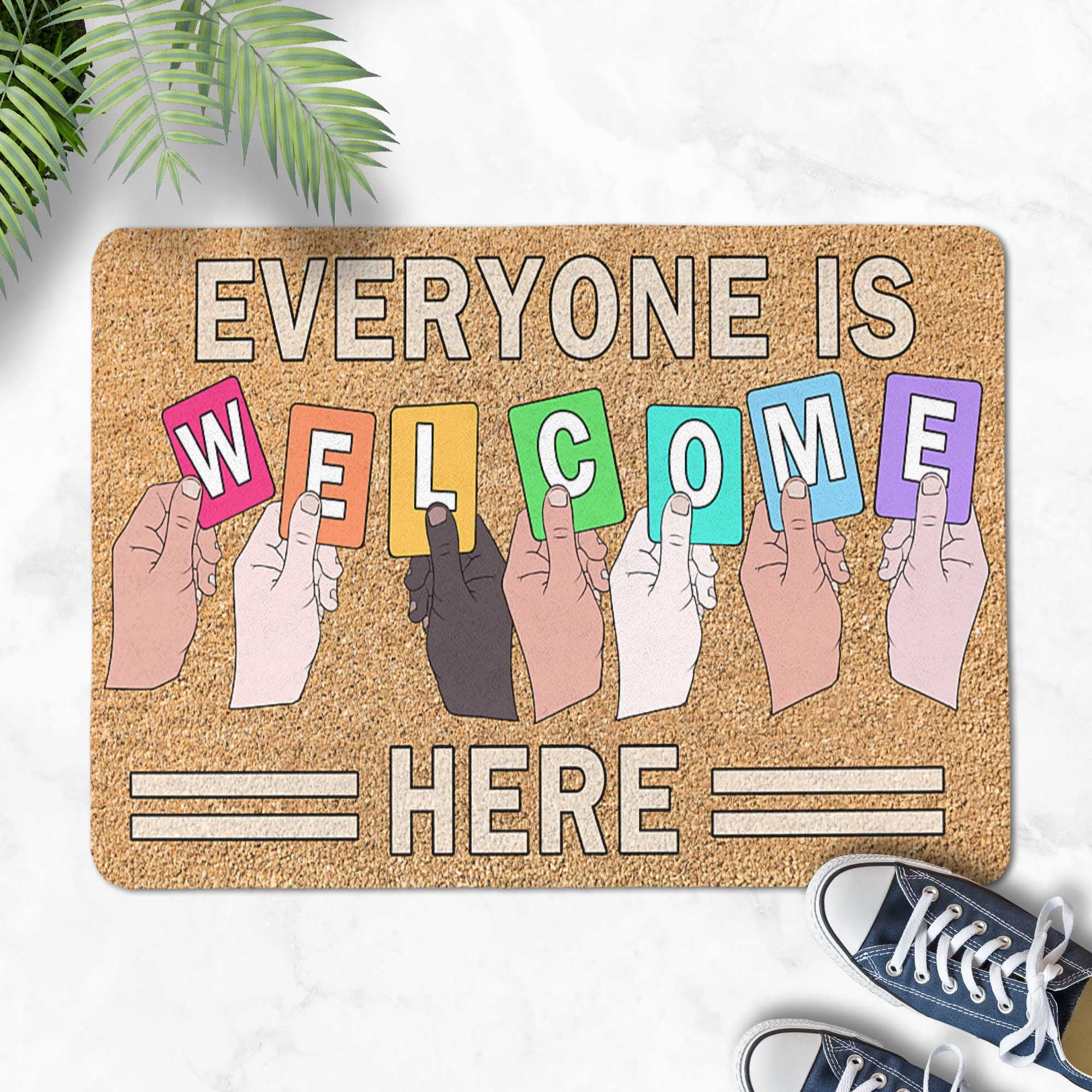 Everyone Is Welcome Here Classroom Doormat, Inclusive Diversity Rug for ...