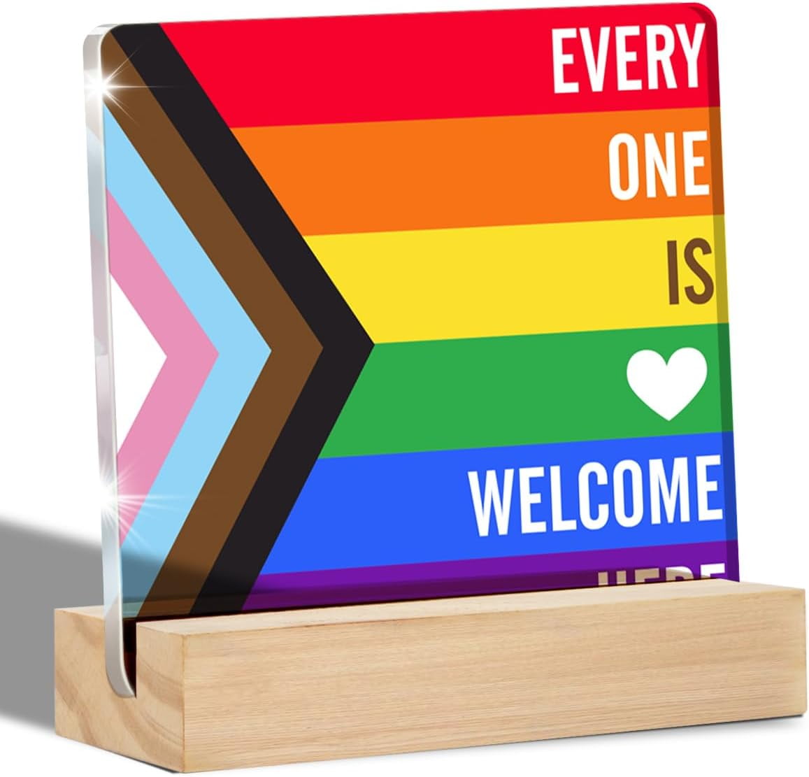 Everyone Is Welcome Here Clear Desk Decorative Sign Diversity Acrylic ...