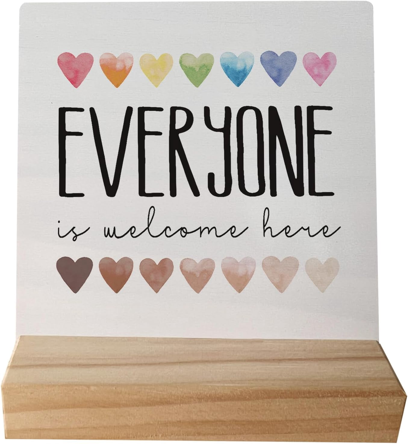 Everyone Is Welcome Here Diversity Desk Small Wood Sign Signs With ...