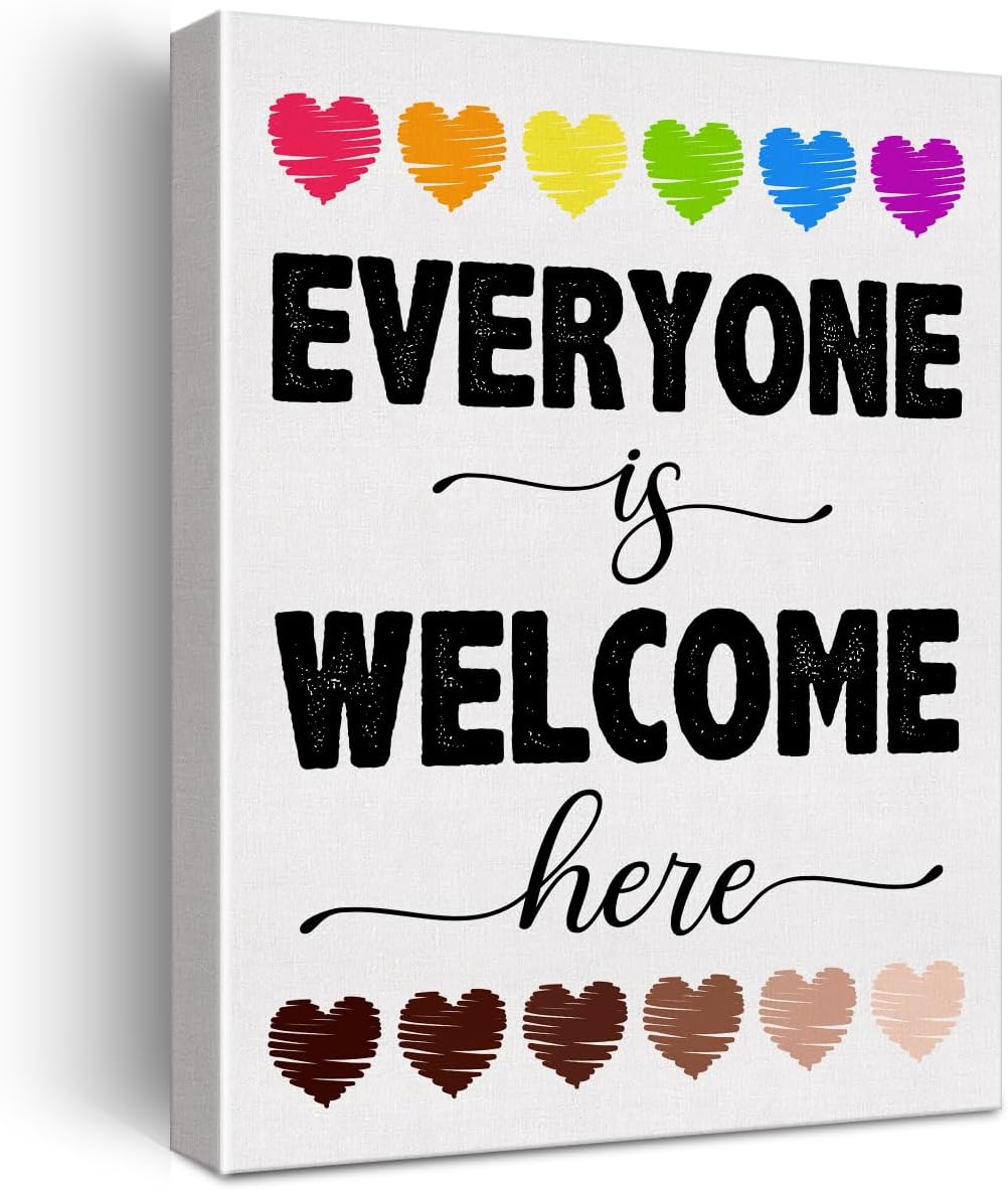 Everyone Is Welcome Here Diversity Wall Art Canvas Painting Print ...