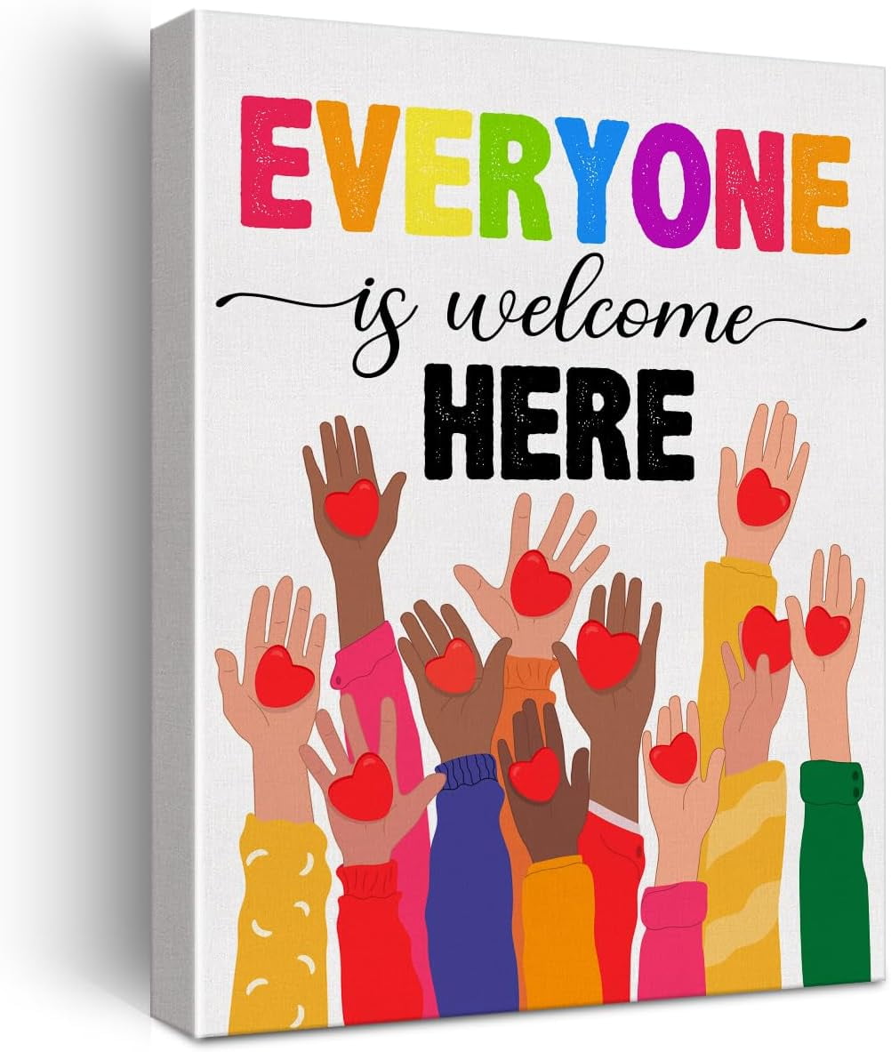 Everyone Is Welcome Here Diversity Wall Art Canvas Painting Print ...