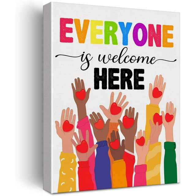 Everyone Is Welcome Here Diversity Wall Art Canvas Painting Print ...