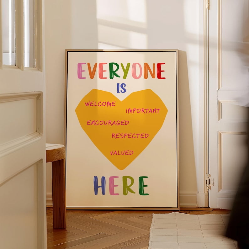Everyone Is Welcome Here Poster - Diversity Inclusion Safe Space Wall ...