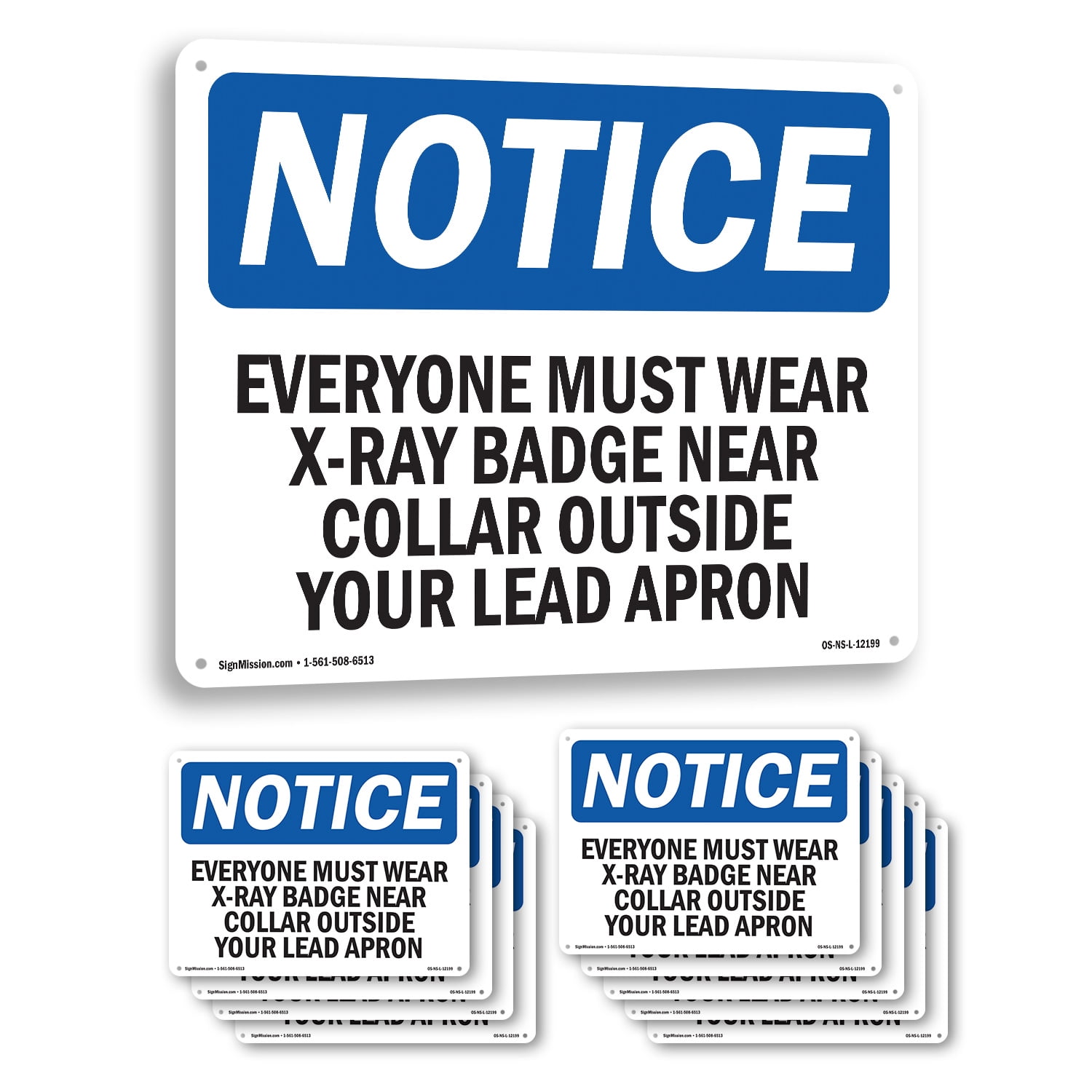 Everyone Must Wear X OSHA Notice Aluminum Sign 24 Inch x 18 Inch - 10 ...