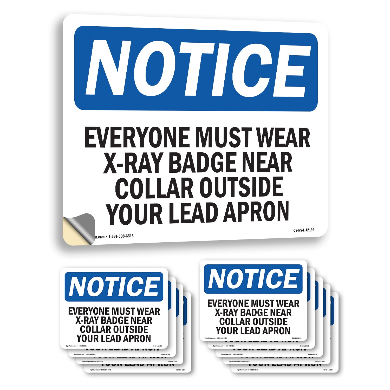 Everyone Must Wear X OSHA Notice Vinyl Decal Label 5 Inch x 3.5 Inch ...