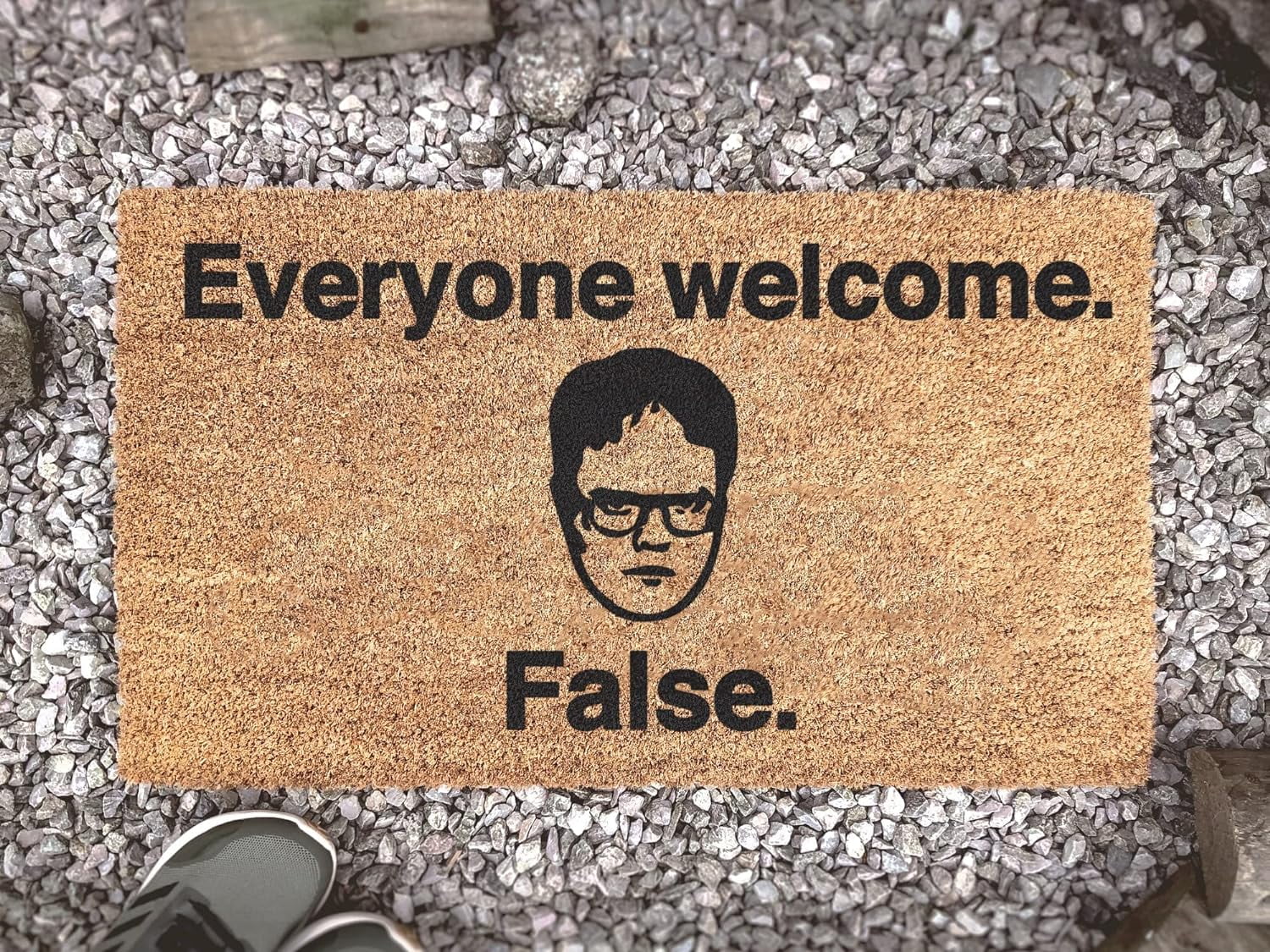 Everyone Welcome False - Dwight Schrute Door Mat - Custom Welcome Mat ...