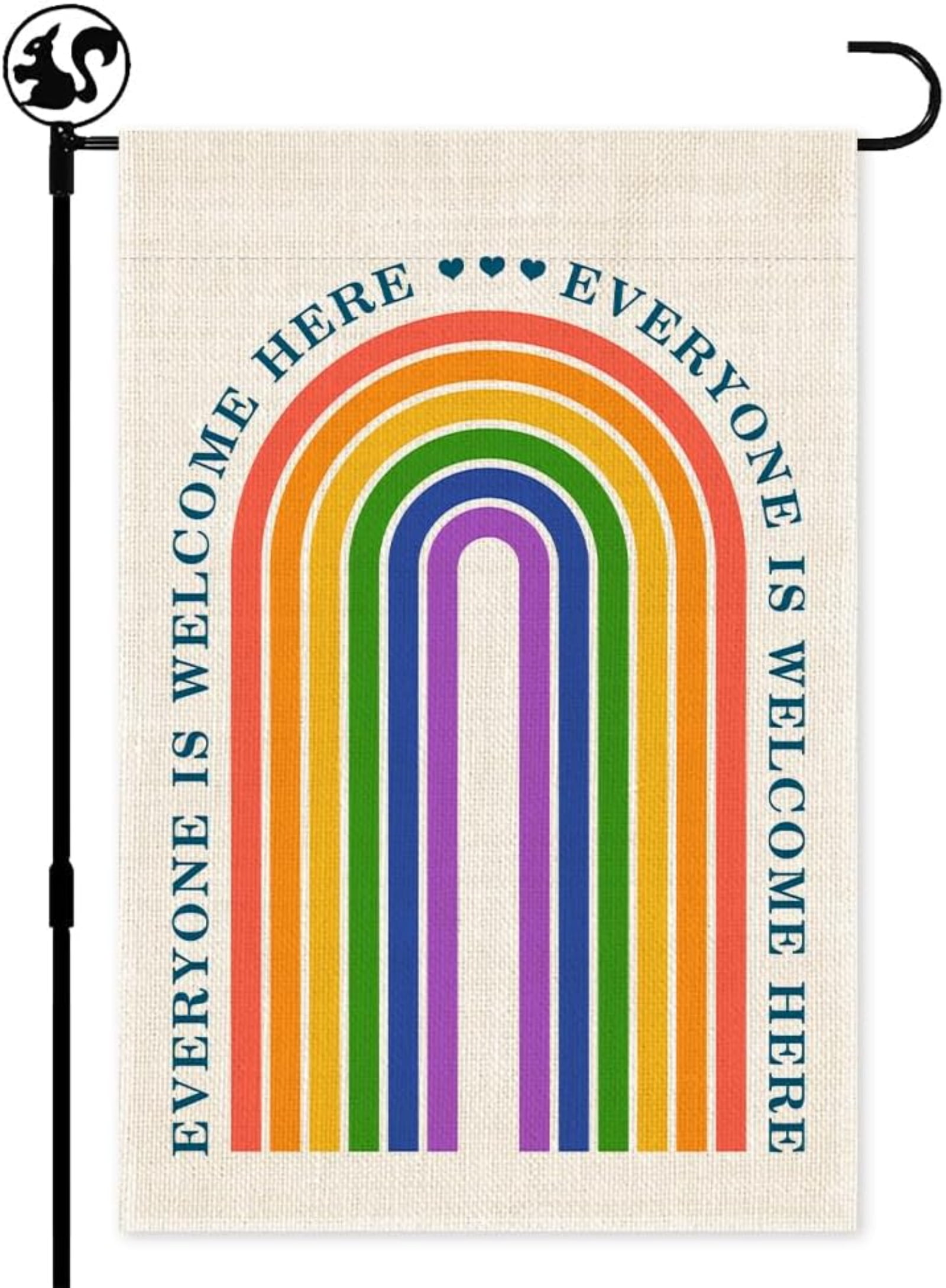 Everyone Is Welcome Here Garden Flag, Double Sided Rainbow Outdoor ...