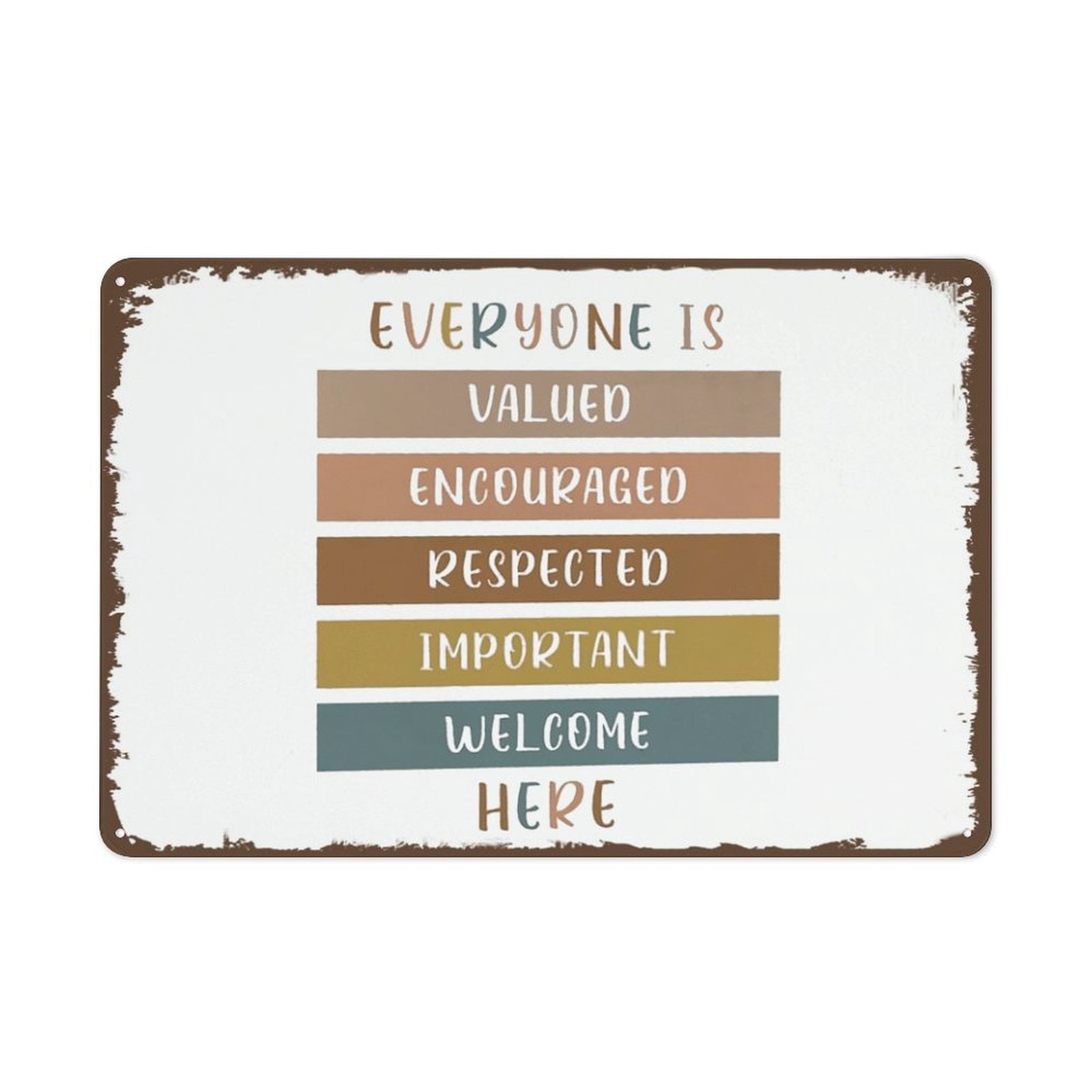 Everyone is Welcome Here Boho Hanging Metal Sign Door Decor ...