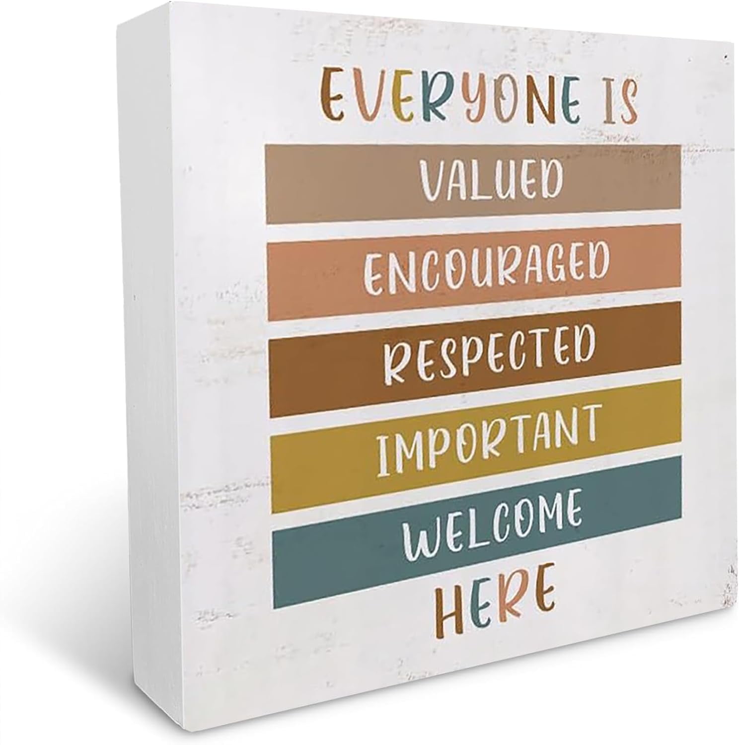 Everyone is Welcome Here Boho Wood Box Sign Desk Decor,Inspirational ...