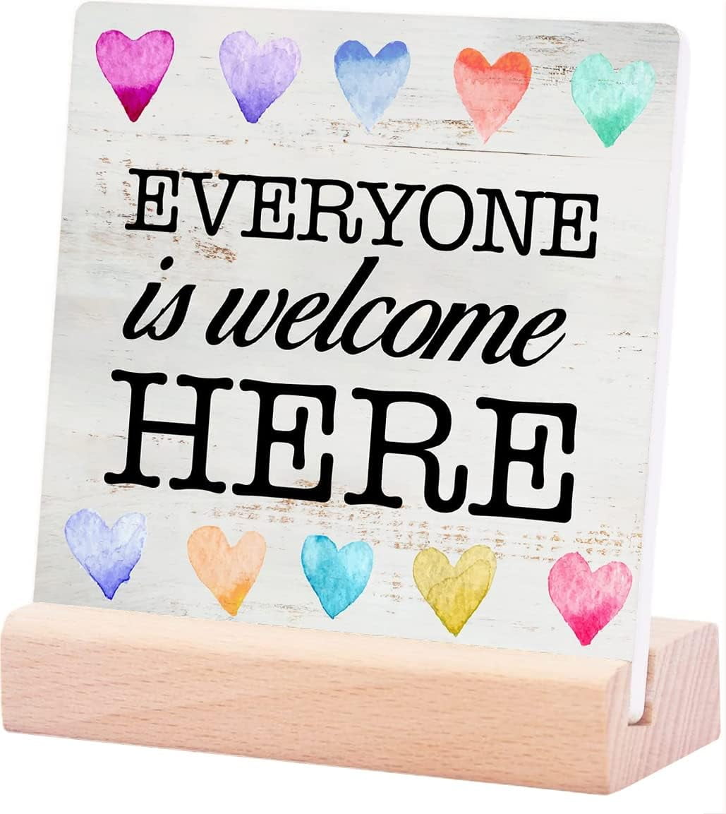 Everyone is Welcome Here Ceramic Table Sign Plaque Decor Rustic ...