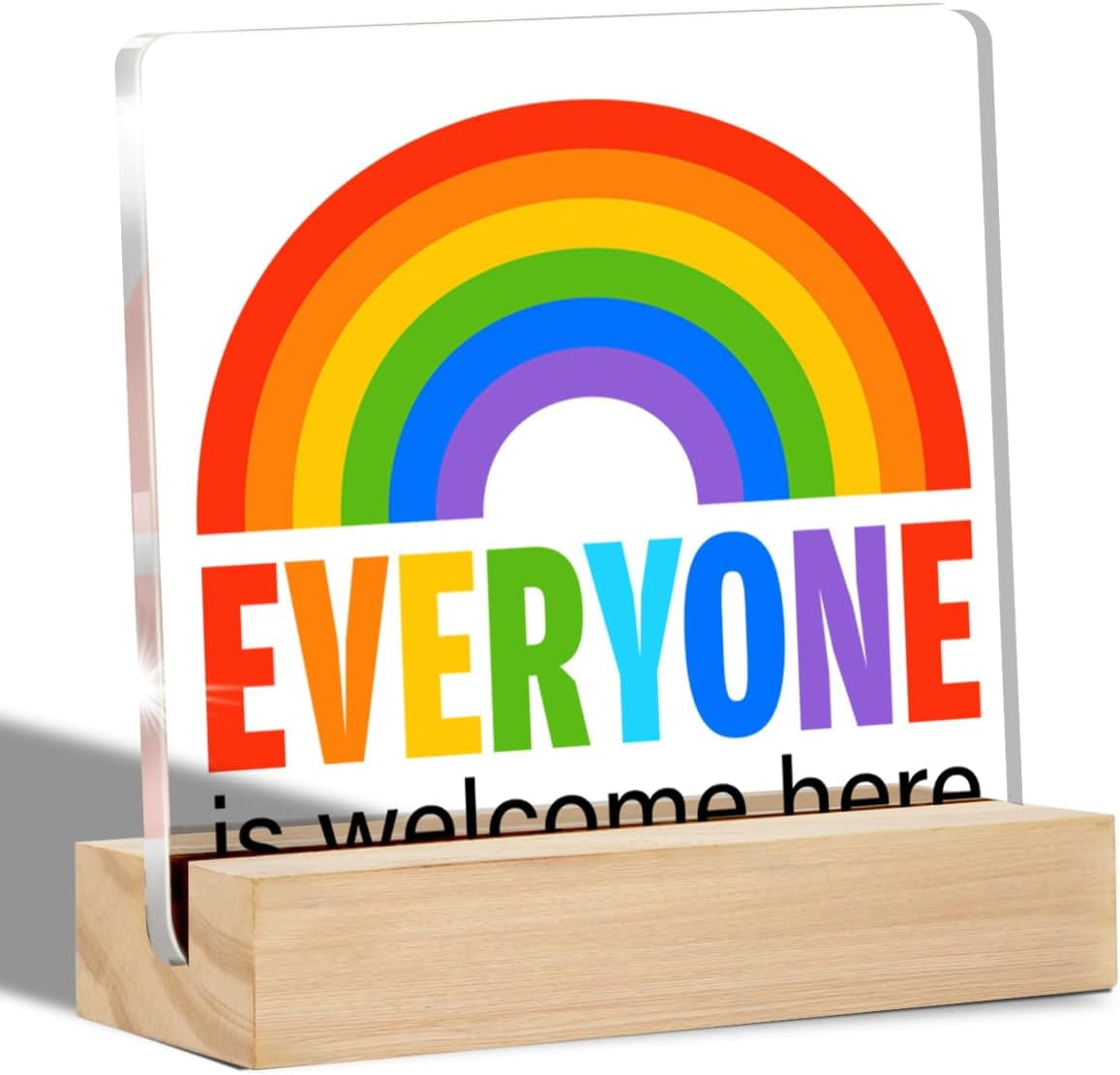 Everyone is Welcome Here Clear Desk Decorative Sign Diversity Acrylic ...