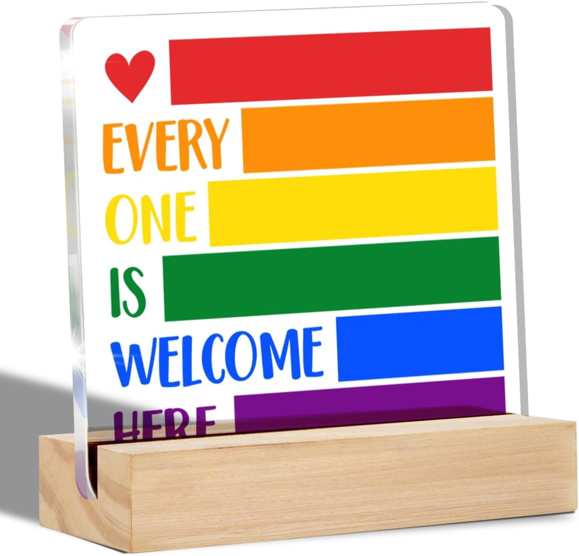 Everyone is Welcome Here Clear Desk Decorative Sign Diversity Acrylic ...
