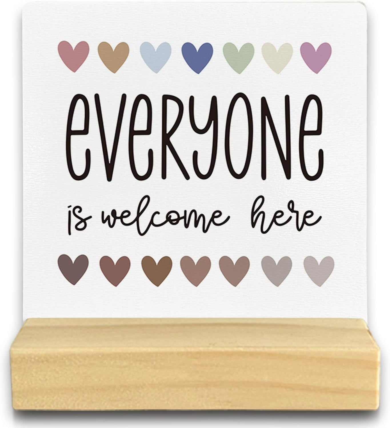 Everyone is Welcome Here Desk Decor, Classroom Decor Wood Table Signs ...