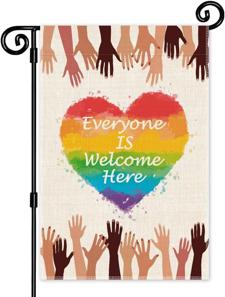 Everyone is Welcome Here Garden Flag, Double Sided Yard Outdoor ...