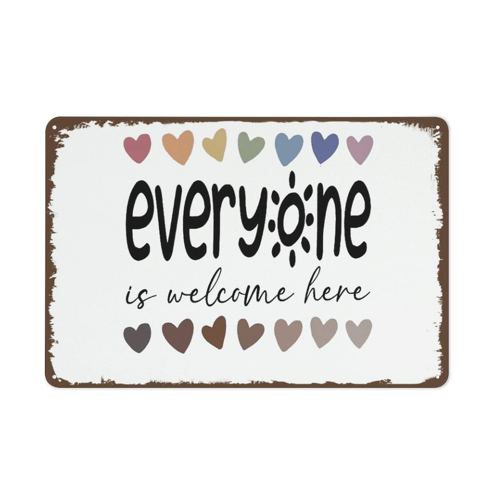 Everyone is Welcome Here Hanging Metal Sign Door Decor,Inspirational ...