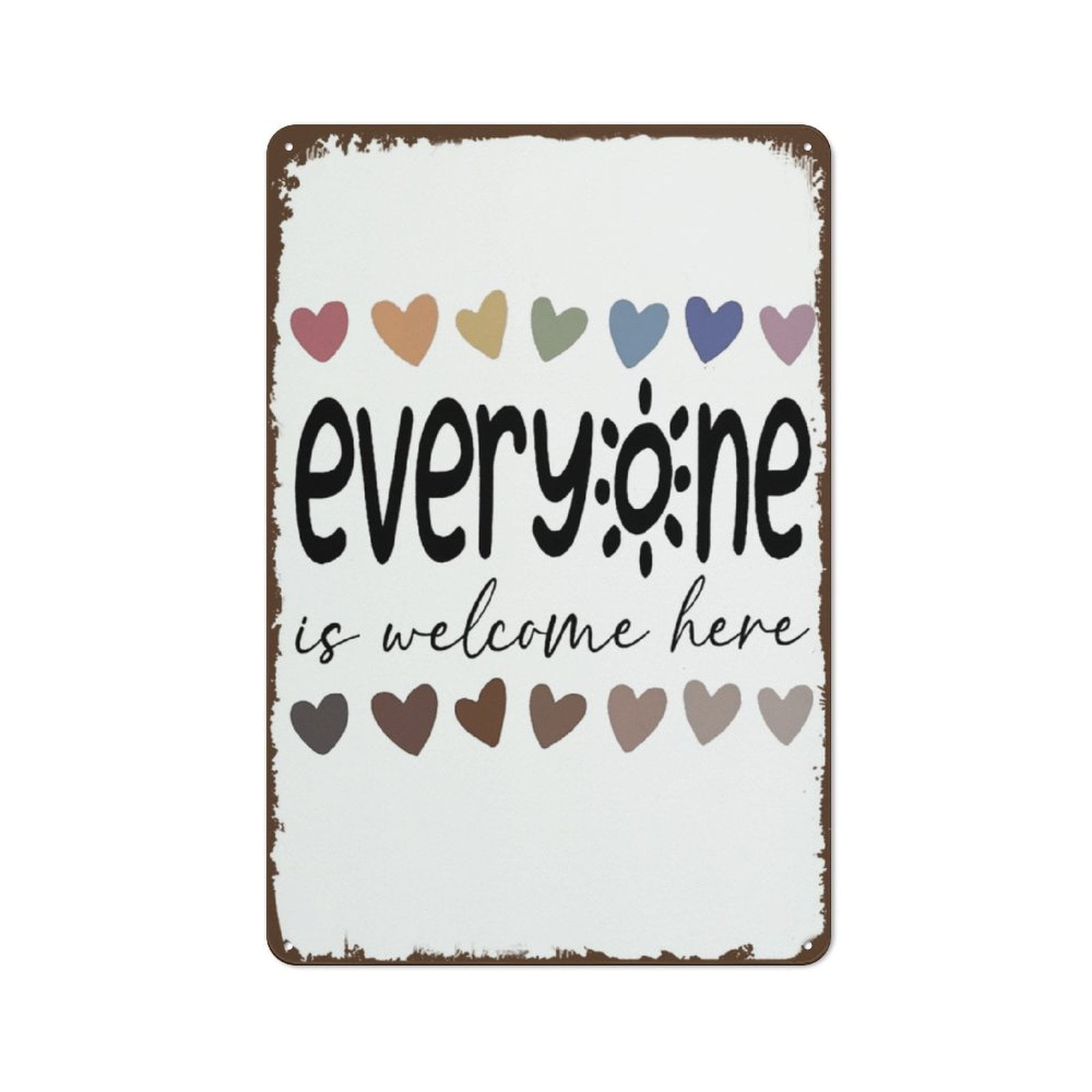 Everyone is Welcome Here Hanging Metal Sign Door Decor,Inspirational ...