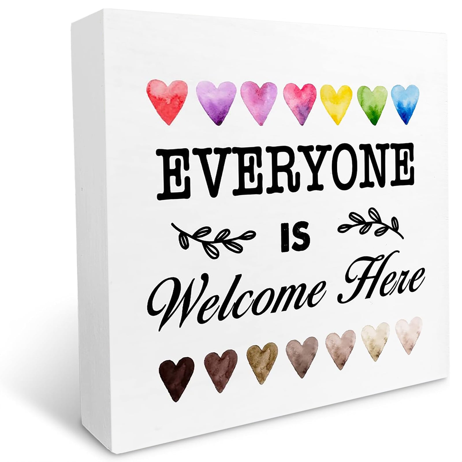 Everyone is Welcome Here Wooden Sign Desk Decor,Inspirational Diversity ...