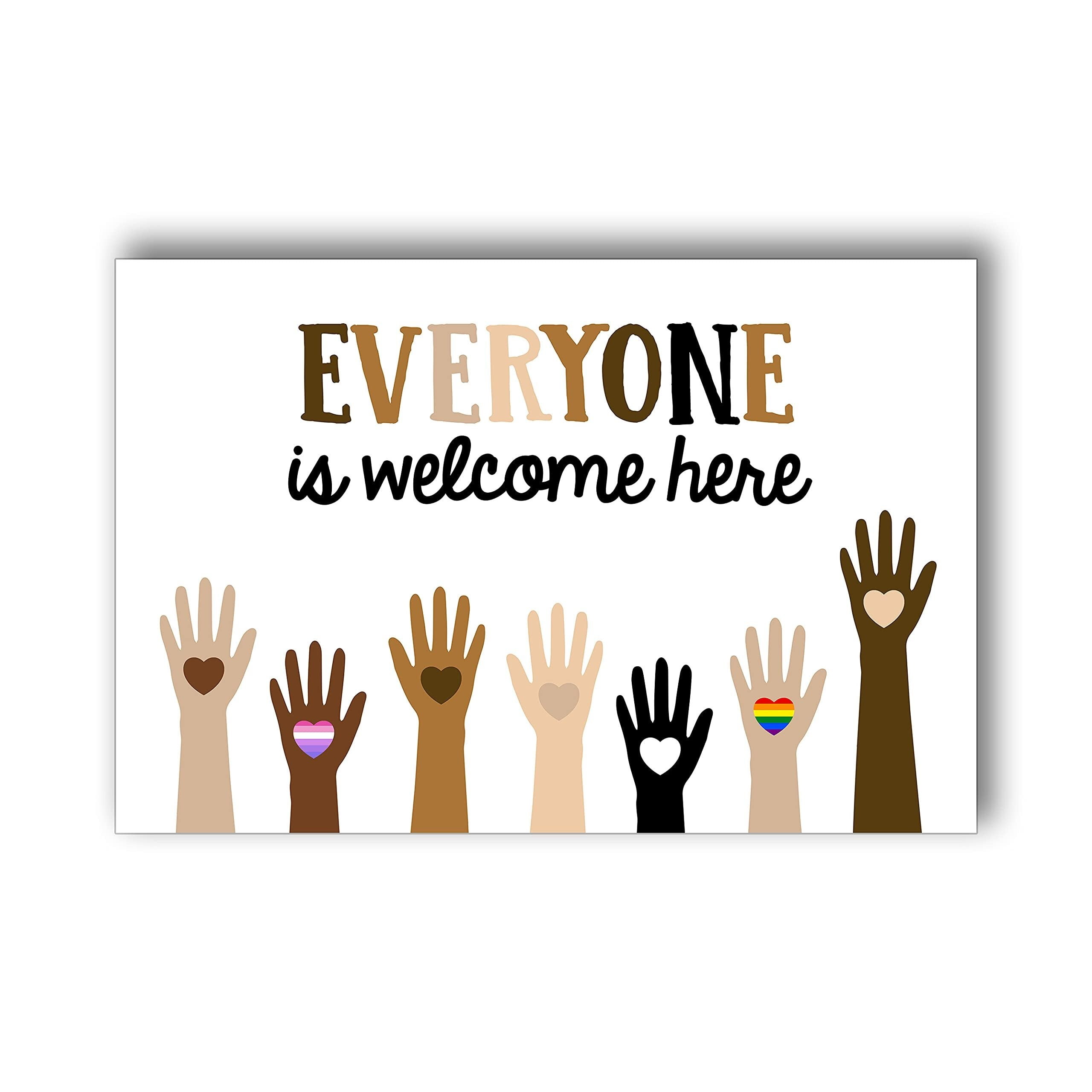 Everyone Is Welcome Here Posters Colorful Diversity Poster School ...