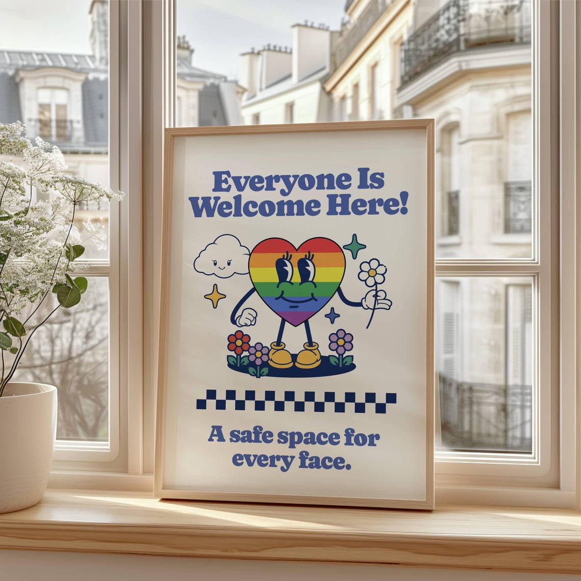 Everyone Is Welcome Here Safe Space, Lgbtq Rainbow Pride Month Wall Art ...