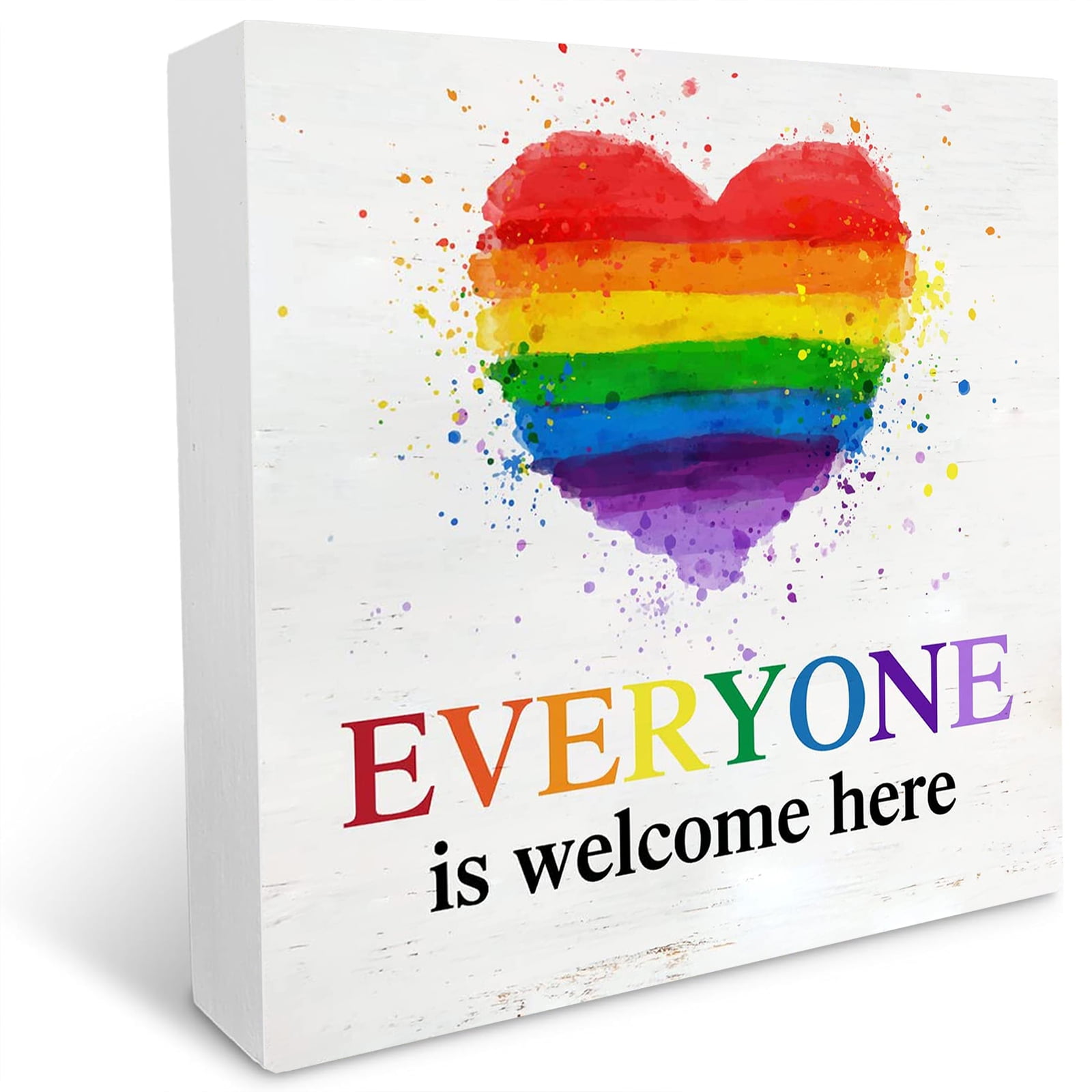 Everyone is Welcome Here Equality Wooden Box Sign Desk Decor 5x5 Inch ...