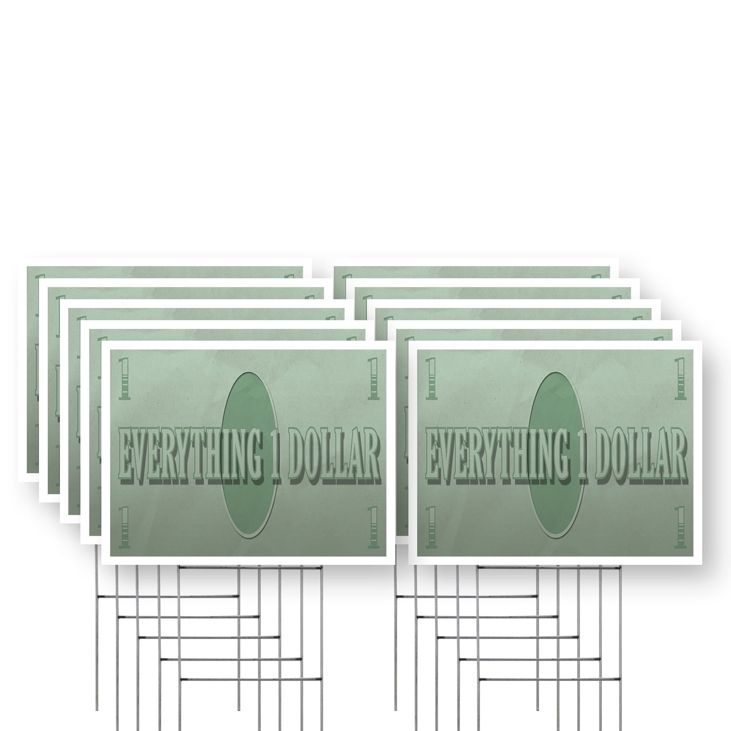 Everything 1 Dollar Yard Sign 10 Pack of 12 Inch x 16 Inch Double Sided ...