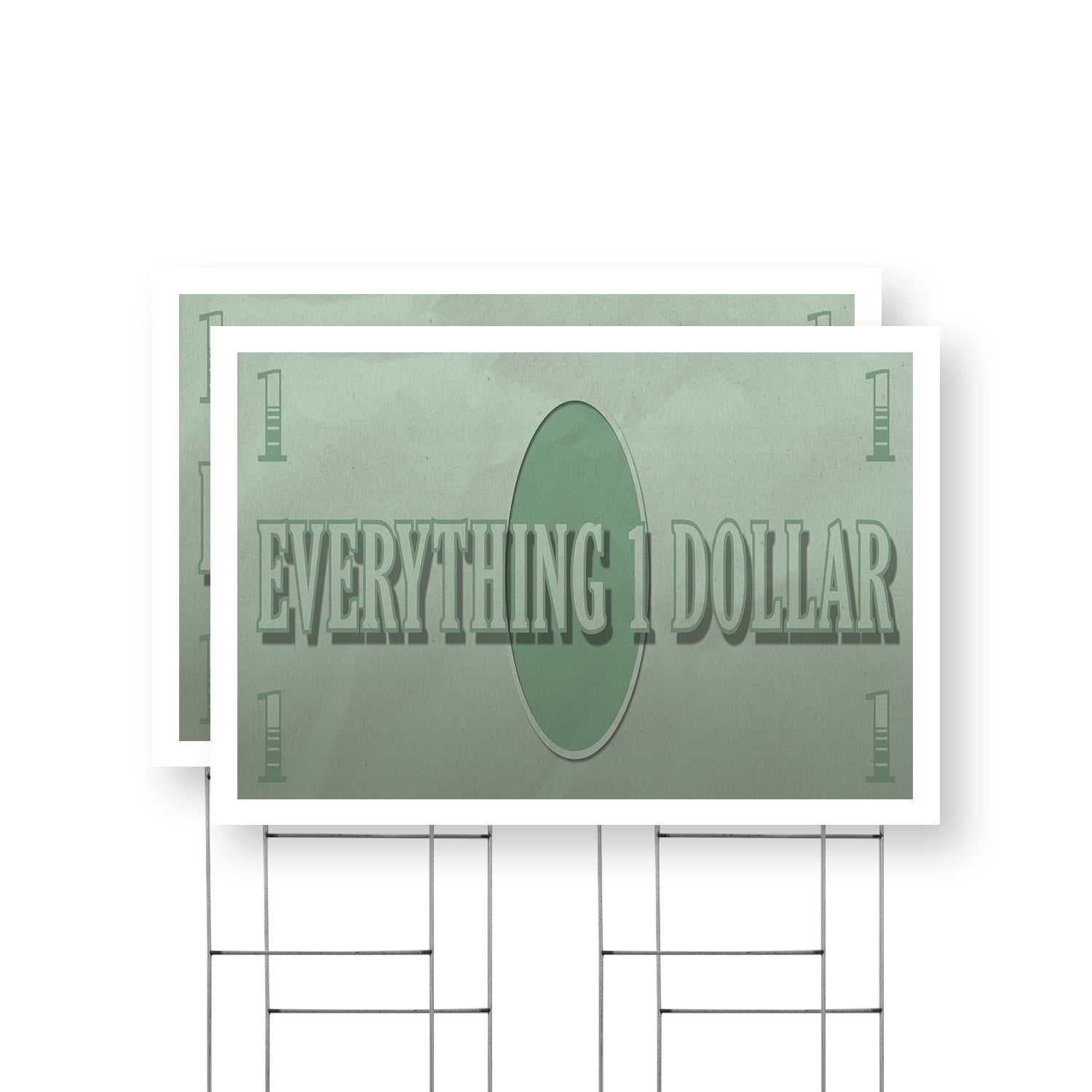 Everything 1 Dollar Yard Sign 2 Pack of 24 Inch x 36 Inch Double Sided ...