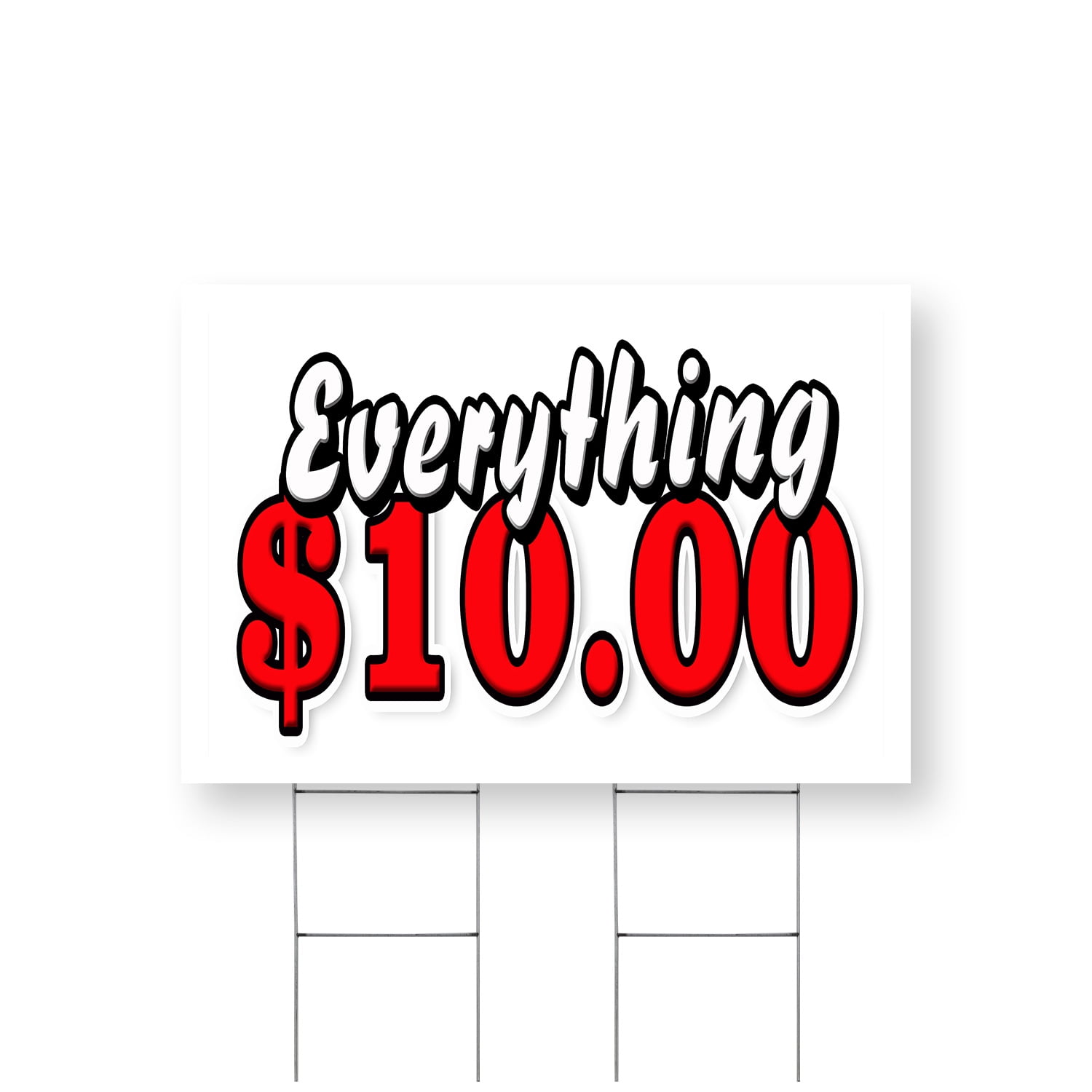 Everything 10 Dollars Yard Sign 24 Inch x 36 Inch Double Sided ...