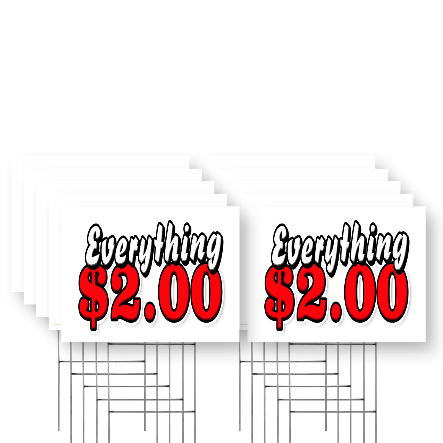 Everything 2 Dollars Yard Sign 10 Pack of 12 Inch x 16 Inch Single ...