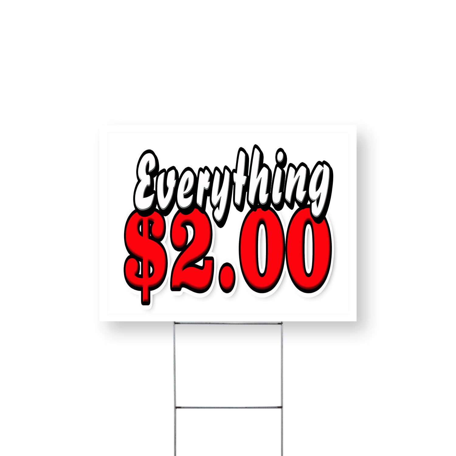 Everything 2 Dollars Yard Sign 18 Inch x 24 Inch Double Sided ...