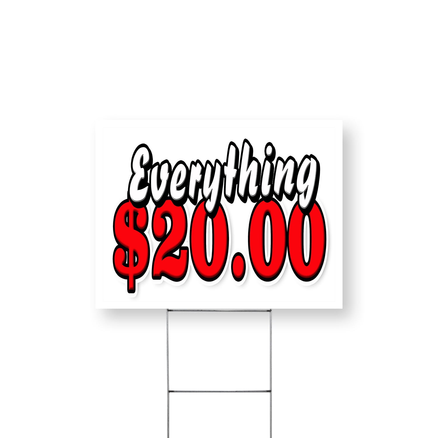 Everything 20 Dollars Yard Sign 12 Inch x 16 Inch Double Sided ...