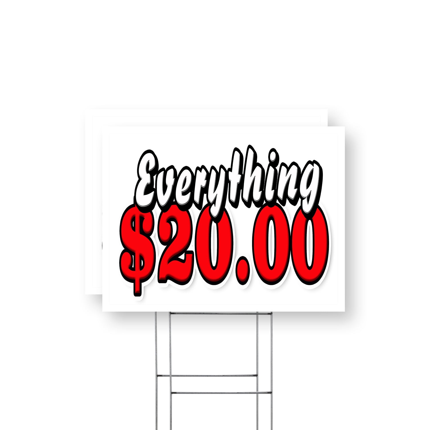 Everything 20 Dollars Yard Sign 2 Pack of 18 Inch x 24 Inch Double ...