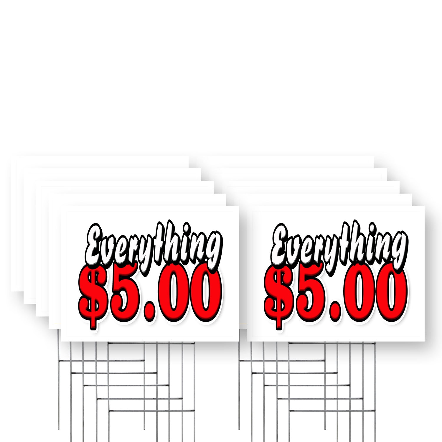 Everything 5 Dollars Yard Sign 10 Pack of 12 Inch x 16 Inch Double ...