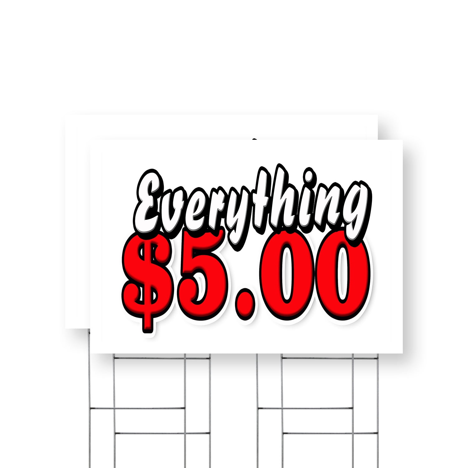 Everything 5 Dollars Yard Sign 2 Pack of 24 Inch x 36 Inch Double Sided ...