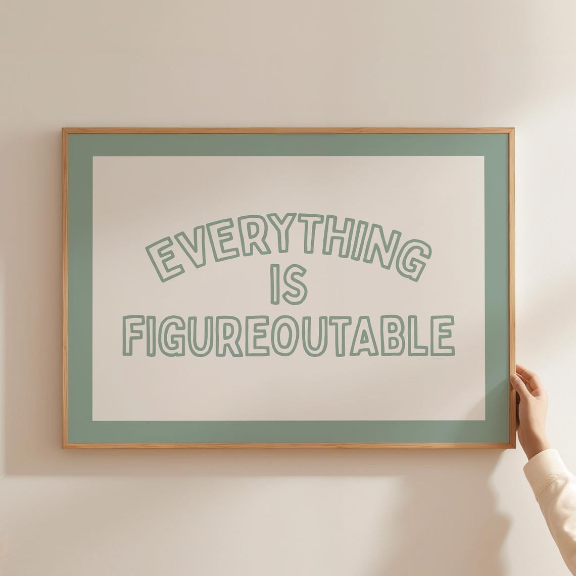 Everything Is Figureoutable Print In Sage Green, Office Desk Decor ...