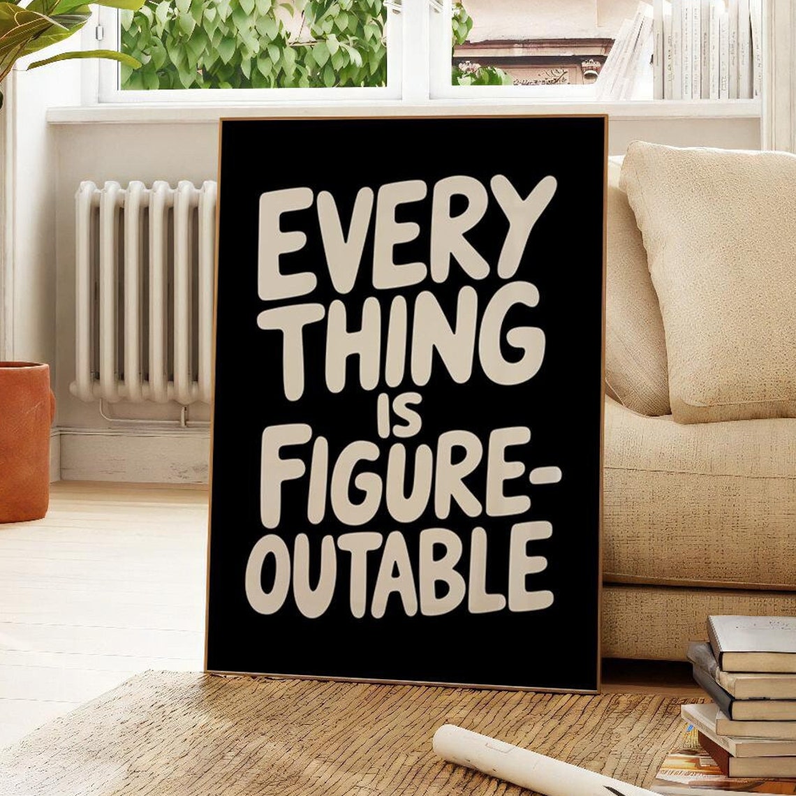 Everything Is Figureoutable Print Uplifting Quote Inspirational Wall ...