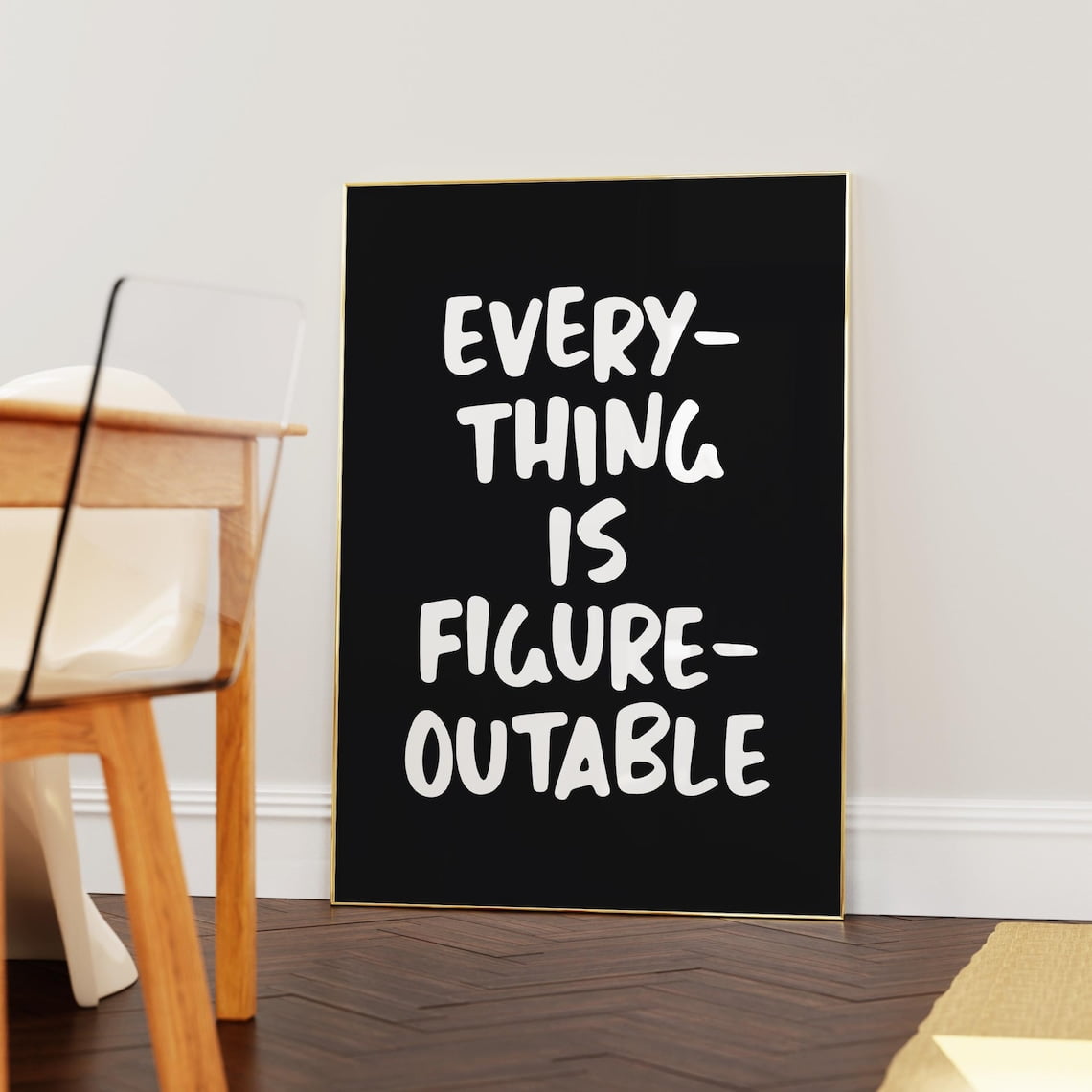 Everything Is Figureoutable Print Uplifting Quote Inspirational Wall ...