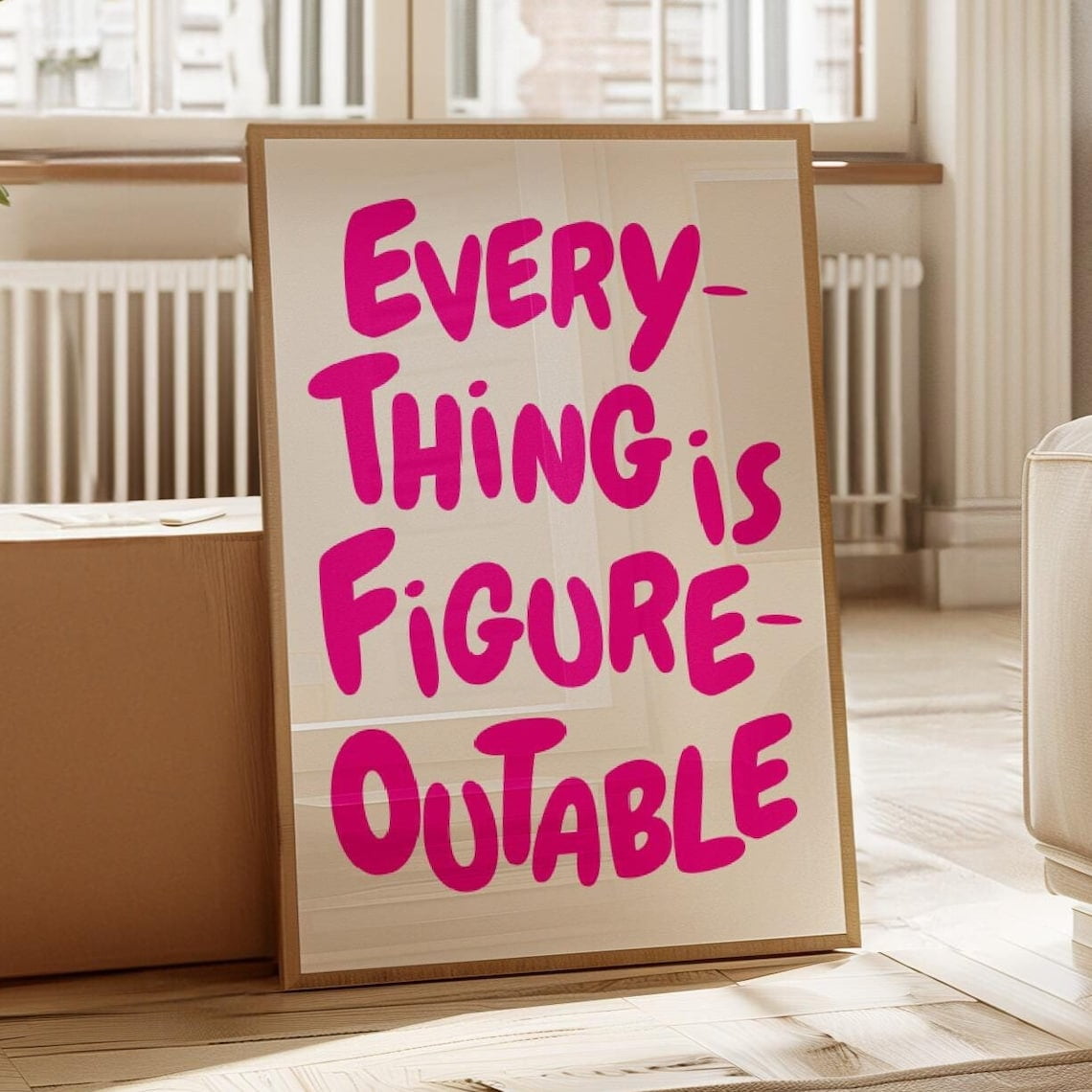 Everything Is Figureoutable Uplifting Quote Print Inspirational Wall ...
