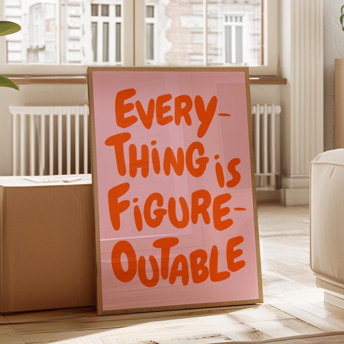 Everything Is Figureoutable Uplifting Quote Print Inspirational Wall ...