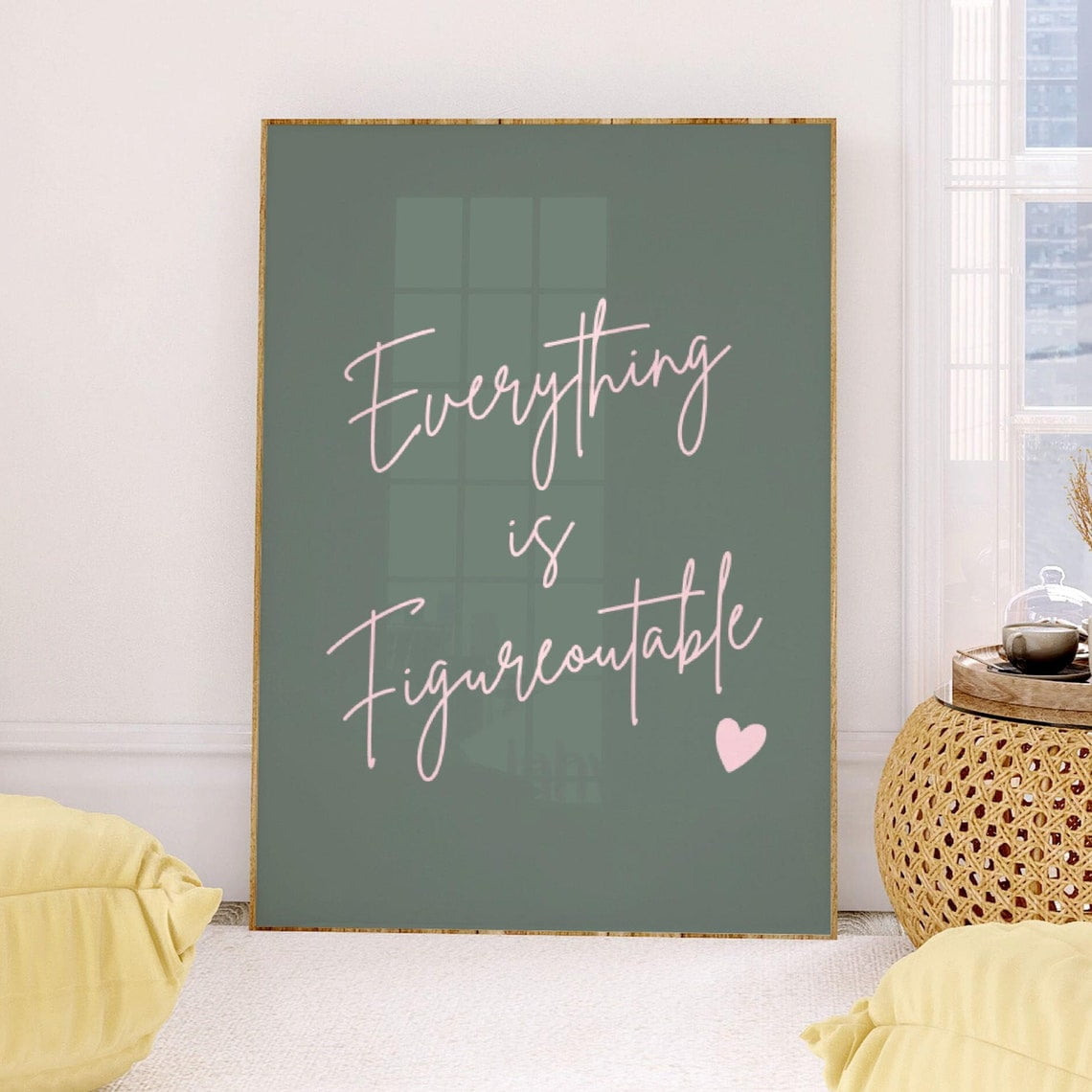 Everything Is Figureoutable Uplifting Quote Print Inspirational Wall ...