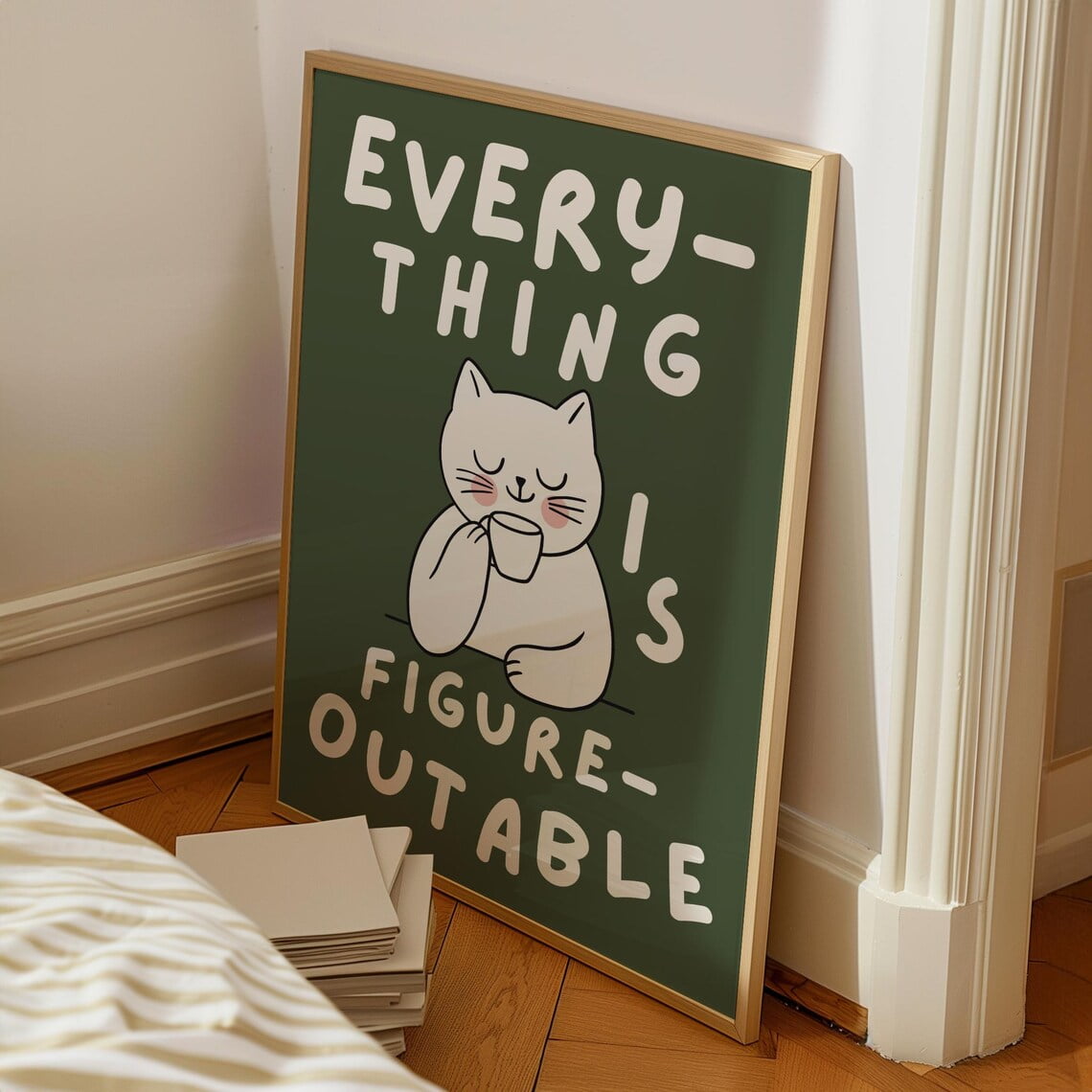 Everything Is Figureoutcute Positive Affirmation Poster, Inspirational ...