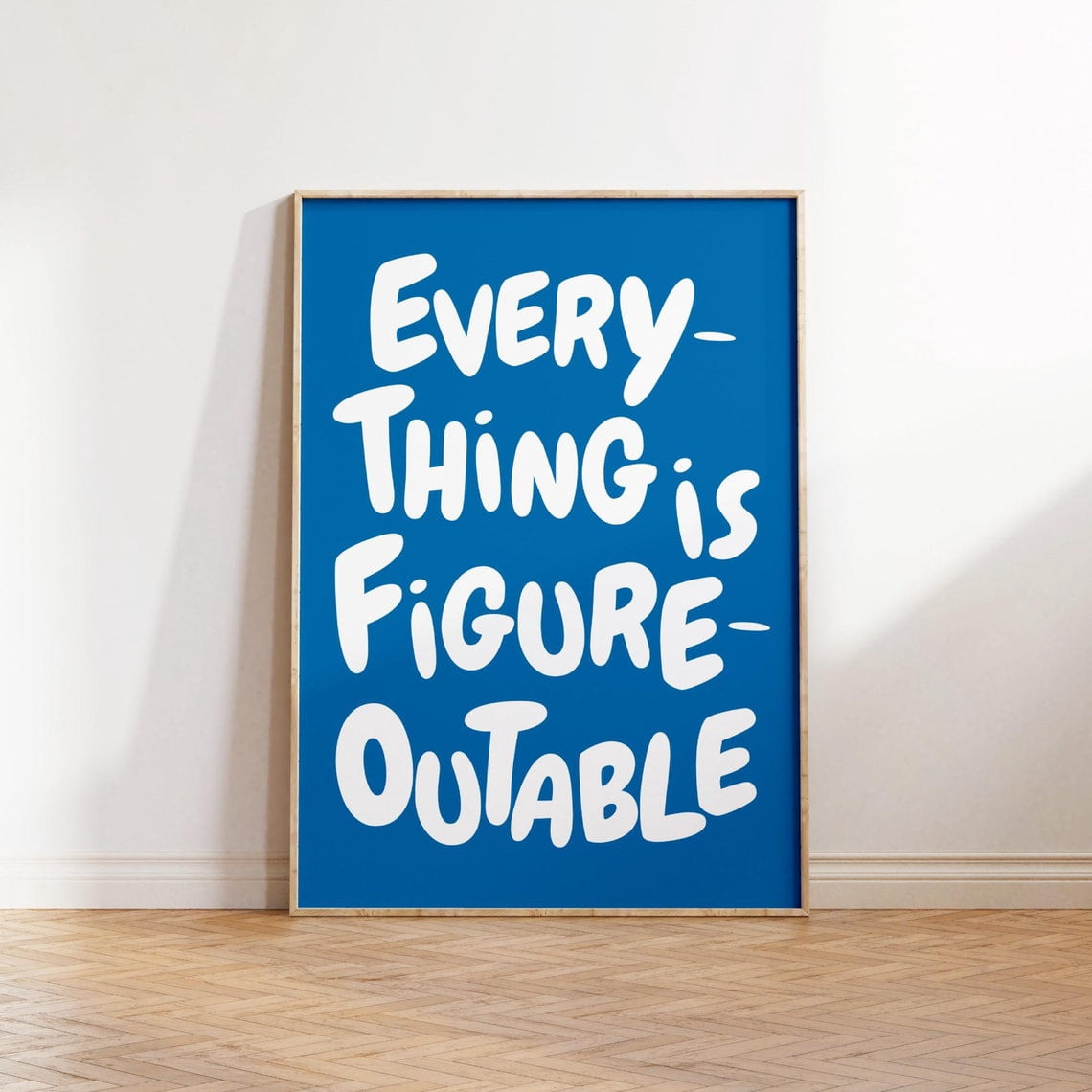 Everything Is Figureoutable Blue Office Quote Wall Art, Unframed Paper ...
