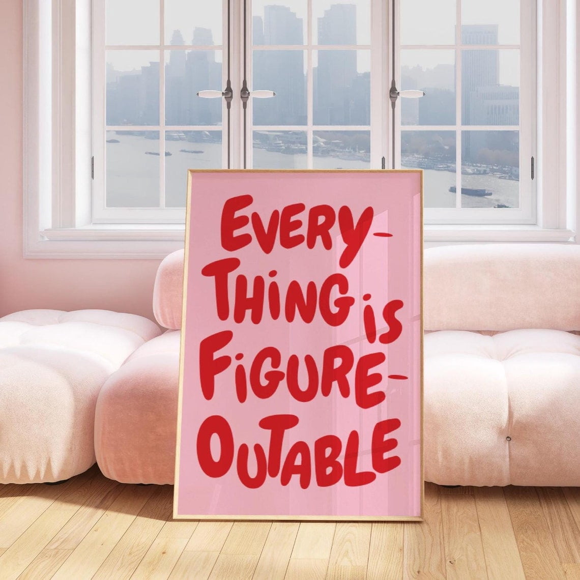 Everything Is Figureoutable Pink Red Wall Art, Unframed Canvas Size ...