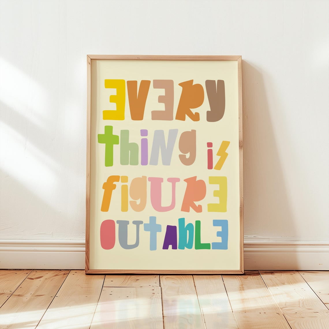 Everything Is Figureoutable Quote Art Trendy Positive Wall Modern Minimalist Uplifting ...